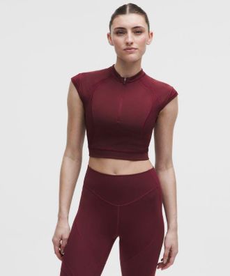 lululemon T-Shirt &agrave; panneaux Everlux pour Femmes - Burgundy - Taille XL