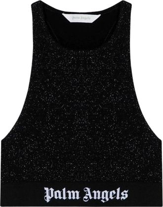 Palm Angels Femme, Sport, Noir, Taille: 36 FR Soutien-gorge de sport dos nageur en maille paillet&eacute;e