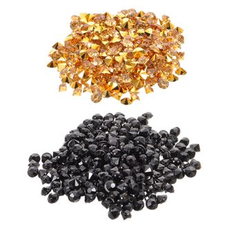 BESPORTBLE 2er Pack Acryl Strasssteine Gold Schwarz Spitzen R&uuml;ckseite Vasenf&uuml;ller Tischdeko Hochzeitsdeko Weihnachtsdeko DIY Schmuck Make up Steine