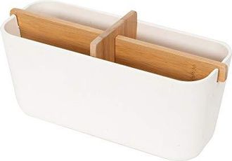 Compactor Ecologik Bambus-Organisator mit 4 Fächern, 100% natürlich, 100% biologisch abbaubar, 100% plastikfrei, 26 x 23 x 43 cm, Weiß/Braun