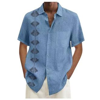 Generic Chemise d&eacute;t&eacute; pour homme, chemise de plage imprim&eacute;e tendance, chemise boutonn&eacute;e, coupe ample, manches courtes, col &agrave; revers, chemisier d&eacute;contract&eacute;, dou