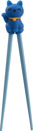Tokyo Design Studio ESS-St&auml;bchen f&uuml;r Kinder, blau, 22 cm, mit s&uuml;&szlig;er Gl&uuml;cks-Katze als Halterung f&uuml;r Anf&auml;nger, St&auml;bchen auswechselbar