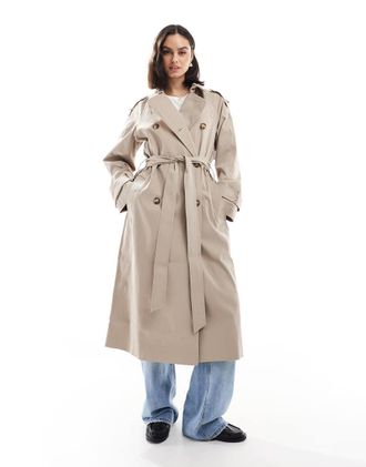 Asos Longline-Trenchcoat in Pilzbraun