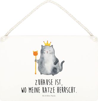 Mr. & Mrs. Panda Holzschild Katze König DIN A5 - Geschenk, Türschild, Wohnung, Katzen, Schild, mit Spruch, Cats, Haha, Familie, Queen, holzbild, wandtafel