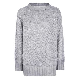 Avant Toi Handbemalter Rundhals-Pullover mit Fellstich und Laminierung - - Knitwear - Damen - Grau - M