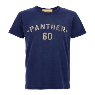 Valentino Garavani Baumwoll-T-Shirt mit Chez Valentino Print und Patch - - Tops - Herren - Blau - L