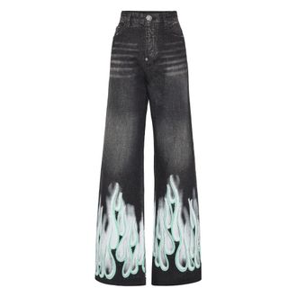Philipp Plein Femme, Jeans, Noir, Taille: W27 Denim Skater Fit Pantalons Flame