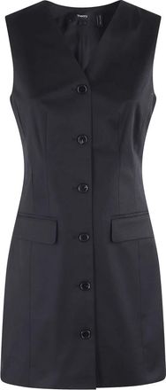 Theory Femme, Robes, Noir, Taille: 40 FR Robe Blazer Sans Manches en Coton Chino