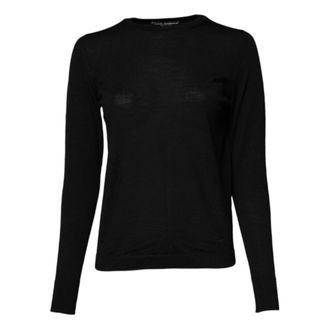 Dolce & Gabbana Wollstrick-Pullover mit Rundhalsausschnitt - - Knitwear - Damen - Schwarzk - XS