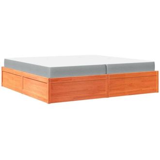 vidaXL Bett mit Matratze Wachsbraun 200x200 Massivholz Kiefer vidaXL