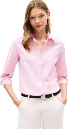 Tommy Hilfiger Chemise pour femme avec patte de boutonnage, col et manches ajustables, couleur unie, XL