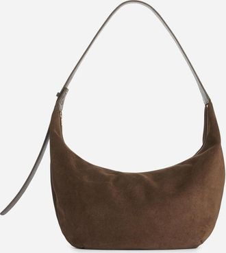 Arket Geschwungene Tasche Aus Spaltvelours -Braun