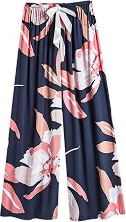 Generic Pantalon de pyjama en flanelle de coton pour femme, pantalon de pyjama dété à carreaux en flanelle avec poches, vêtement de nuit pour femme, jambe dro