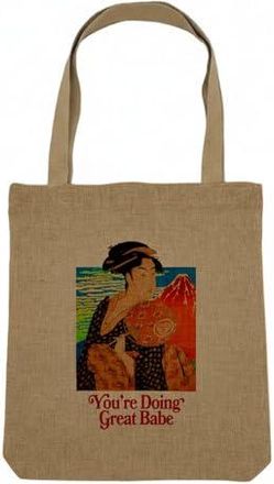 Fabulous Sac Shopping Tote Bag Aspect Lin - Youre Doing Great Babe Collage Vintage Illustration Art Humour Parodie Geisha Japonaise Meme Millenials Zoomer - Sa
