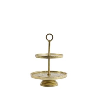 Light & Living Etagere Lutek - Gold - 2 Schichten - Rund - Metall - Servierst&auml;nder - Servierplatte - Tortenst&auml;nder/Cupcake St&auml;nder - Servier-Tablett