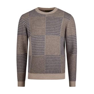 Stenstr&ouml;ms Karierter Wollpullover mit Rundhalsausschnitt - - Knitwear - Herren - Beige - XL