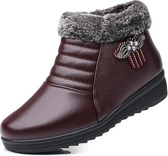 Generic Bottes de neige chaudes antid&eacute;rapantes avec fermeture &eacute;clair lat&eacute;rale et semelle souple et antid&eacute;rapante - Avec strass &eacute;tincelants - Pour la marche en