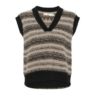 Inwear Fairisle Strickweste mit kurzen &Auml;rmeln - - Knitwear - Damen - Braun - XS