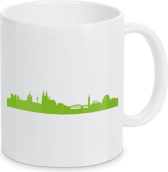 artboxONE Tasse Köln 01 grüner Skyline-Print von 44spaces - Kaffeetasse Städte