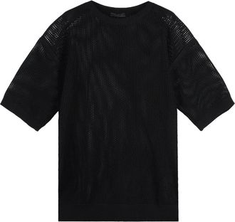 Prada Kurzarm-Strickoberteil mit offener Strickung - - Knitwear - Herren - Schwarzk - L