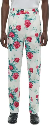 Fursac Chino droit en toile &agrave; motif floral - Taille 28 - Homme