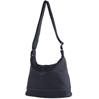 modamoda.de T251 - ital. Umhängetasche Größe M aus Leder, Farbe:Dunkelblau