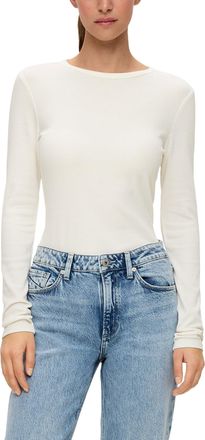 QS by s.Oliver Geripptes Longsleeve im Slim Fit