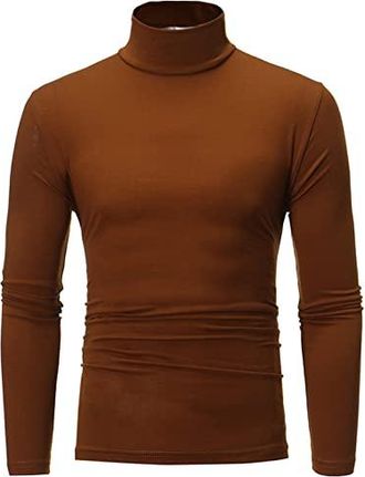 TiaoBug T-Shirt à Manches Longues Homme Slim Fit Haut Thermique Maillot de Corps Col Roulé Hiversous-Vêtement Chemise Décontracté M-4XL Coffee B L