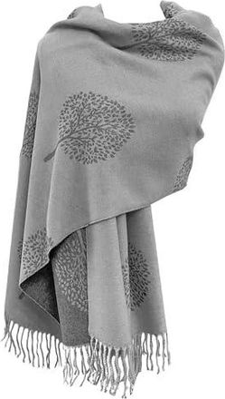 GFM femme Motif de mûriers châle dhiver très doux de type cachemire. Mbshl-hlbh-shawl Grey