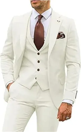 Generic Costume 3 pièces pour homme - Coupe ajustée - Smoking de mariage - Costume de fête formelle, ivoire, XXL