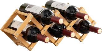 Generic Faltbares Weinregal, Weinregal Holz, Stabile Struktur, Flexibler Einsatz, Kein Zusammenbau Erforderlich, Geeignet für Arbeitsplatten und Schränke(Wood