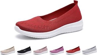 Generic Baskets &agrave; enfiler pour femme - Coupe large - Maille respirante - Pour la marche, la course &agrave; pied - Semelle souple confortable - Tennis athl&eacute;tique - A