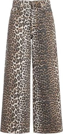 Ganni Jean large taille haute l&eacute;opard