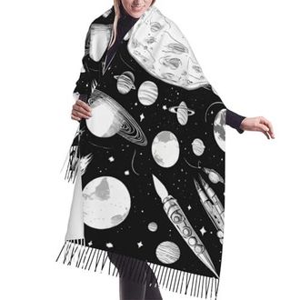 Generic Unisexe Écharpe Foulard Astronaute et extraterrestre imprimé Écharpe Femme Mode Wrap pour Homme Femmes Party 68X196cm