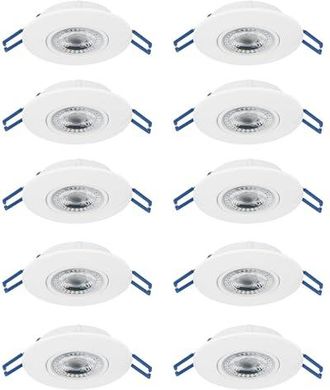 Eglo 10er Set LED Einbaustrahler Cedrez, &Oslash; 9 cm, Deckenspots extra-flach, Deckenstrahler mit Dip Switch, Kunststoff in Wei&szlig;, warmwei&szlig;, neutralwei&szlig;, kaltwei