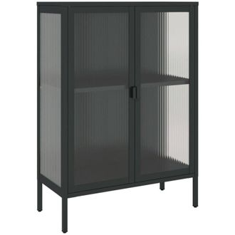 Les Tendances Buffet noir 75x35x105 verre et acier