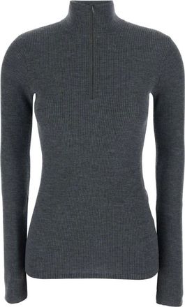 Brunello Cucinelli Femme, Pulls, Gris, Taille: 42 FR Wool Cashmere Zip Pull