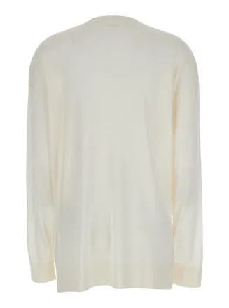 P.A.R.O.S.H. Womens White Long-Sleeved Crewneck Sweater Wool Tops Top