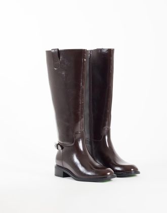 Asos Cecile bottes cavali&egrave;res plates mi-mollet bordeaux-Rouge