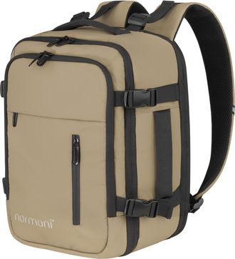 Normani Flugzeug Ruckack 40x25x20-30 cm f&uuml;r Ryanair und Co. geeignet - erweiterbare Reisetasche mit gro&szlig;em Stauraum - Cabin Bag mit Handgep&auml;ck-Funktion Beige 