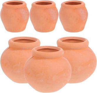 Supvox Lot De 6 Pots en Terre Cuite pour Succulentes Mini Pots Ronds en CéRamique 3 Grands Et 3 Moyens IdéAux pour Bureau Et ÉTagèRe Parfait pour Bouturage E