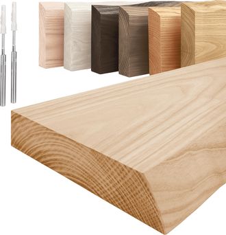 Lamofootwear Manufaktur Wandregal Holz Baumkante | Regal Farbe: Natur | Invisible: Schweberegal | 100 cm