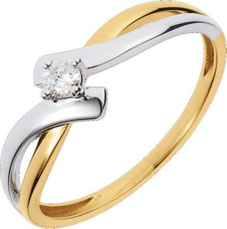 Edenly Solitärring Kostbarer Kokon - Neckerei -Weiß-und Gelbgold - Diamant 0.08 Karat - 18 Karat