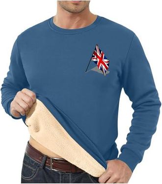Generic Sweat-shirt moelleux pour homme - Printemps Automne Hiver - Col rond - Sans capuche - Velours épais - Impression 2D - Drapeau national rétro pour cade