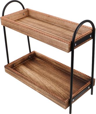 BESPORTBLE TOVINANNA 2 St&ouml;ckiger Holz Organizer Badezimmerregal und K&uuml;chenregal Platzsparendes Ablagetablett f&uuml;r Hautpflege Kosmetik und Gew&uuml;rze Pflegeleichte Au