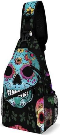 Generic Sacoche Homme Bandouliere Cr&acirc;nes en sucre mignons pour le Jour des Morts Mode Sac Bandouli&egrave;re L&eacute;ger Sac DEpaule pour Camping Homme Cyclisme