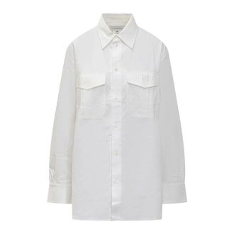 Marine Serre Lang&auml;rmeliges Knopfhemd mit Spitzen-Details - - Shirts - Herren - Wei&szlig; - M