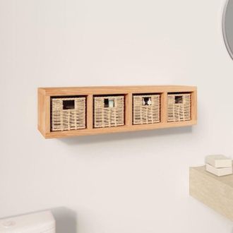 vidaXL Wandregal mit K&ouml;rben 62x18x16 cm Massivholz Nussbaum Vidaxl