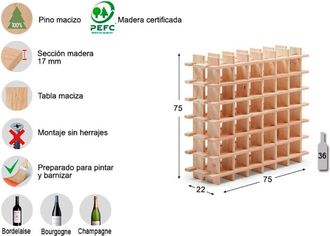 Astigarraga Rioja evolutionäres Flaschenregal für 36 Flaschen Kiefer massiv astigarraga