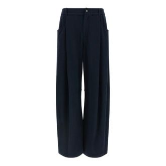 Brunello Cucinelli Hose aus Baumwolle und Seide mit weitem Bein - - Trousers - Damen - Blau - S